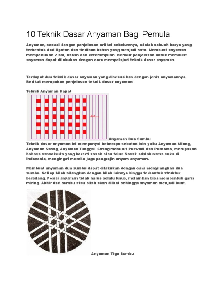 10 Teknik Dasar Anyaman Bagi Pemula | PDF