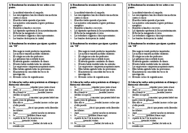 Voz Pasiva Con Se | PDF | Bienestar | Medicina