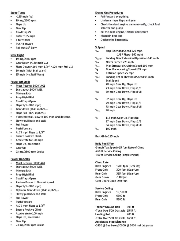 337 Maneuvers Checklist | PDF | Flap (Aeronautics) | Stall (Fluid ...