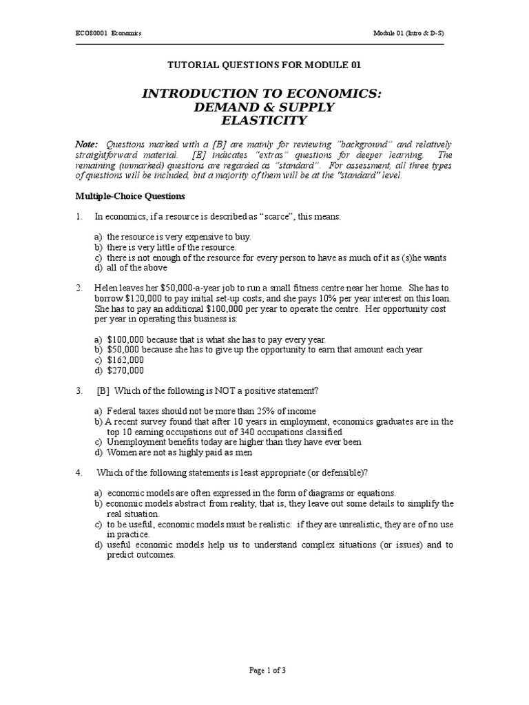 Introduction To Economics: Demand & Supply Elasticity: Tutorial ...