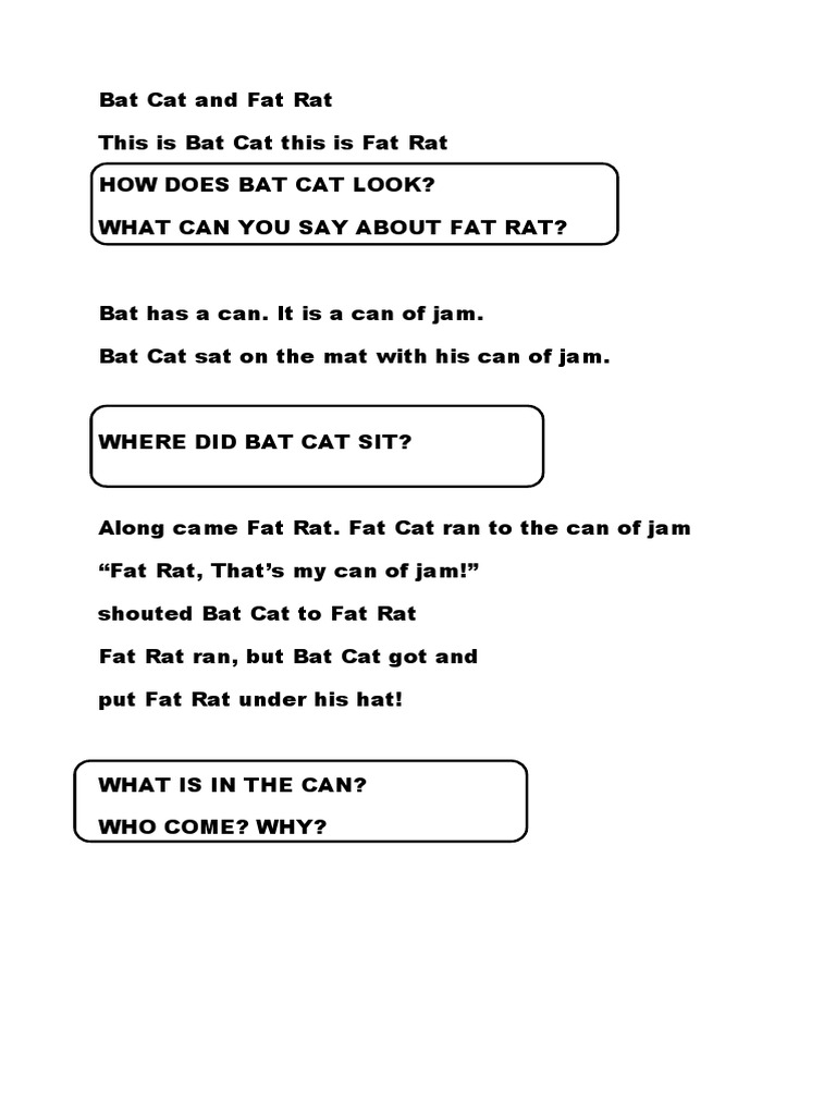 Bat Cat and Fat Rat | PDF