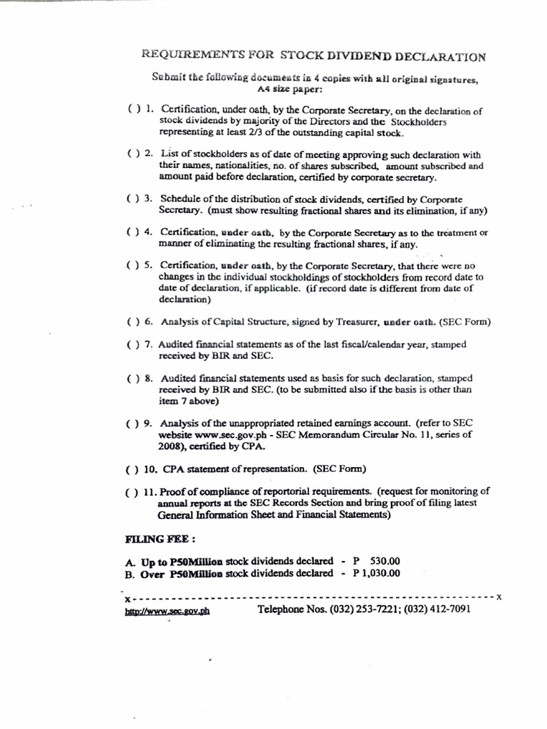 Stock Dividend Declaration | PDF