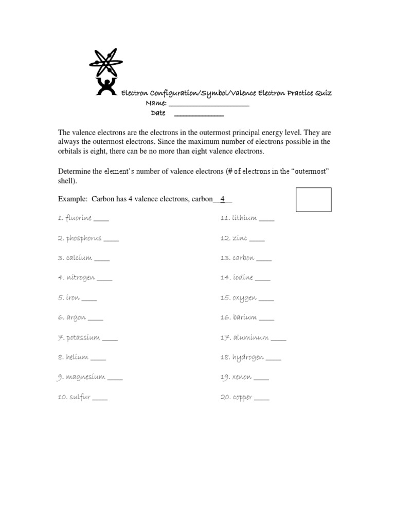 Valence Electron Practice Quiz | PDF | Chemical Elements | Periodic Table