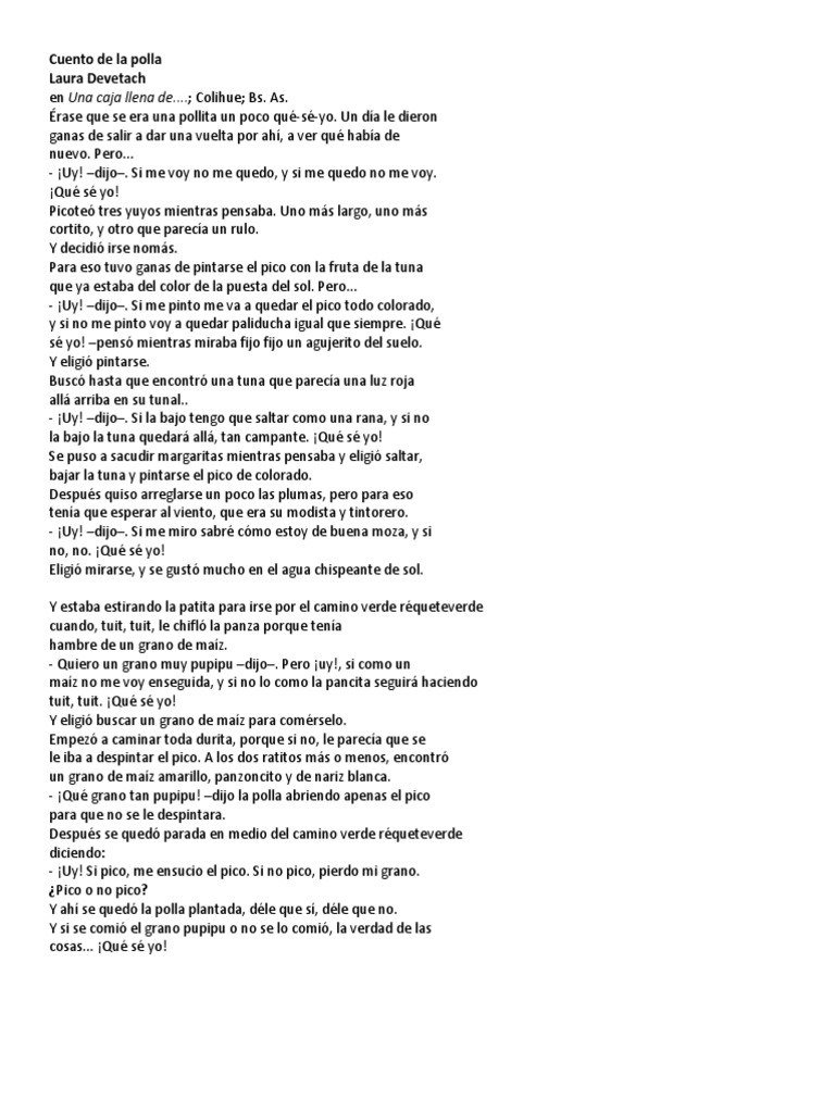 Cuento De La Polla Pdf Lluvia Alimentos