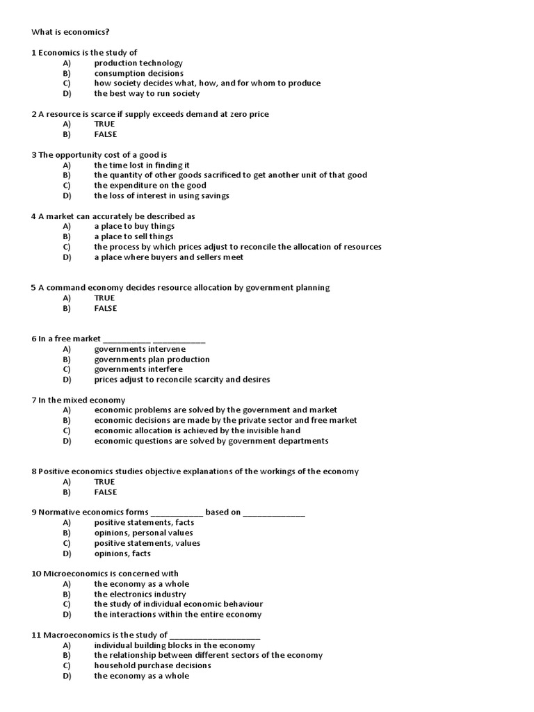 Foundations of Economics Test Items | PDF | Average Cost | Monopoly