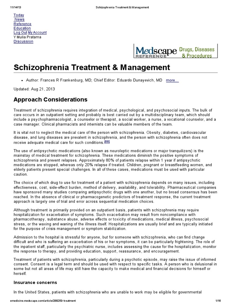 Schizophrenia Treatment & Management | PDF | Antipsychotic | Olanzapine