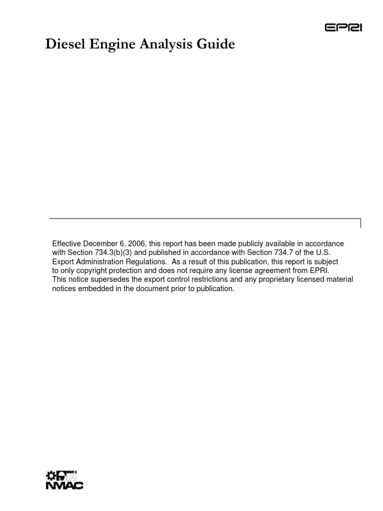 Diesel Engine Analysis Guide EPRI | PDF | Diesel Engine | Engines