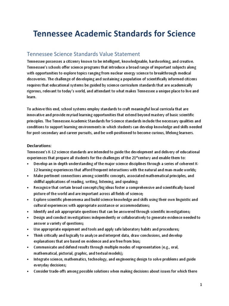 TN Standards Intro | PDF | Ecosystem | Science