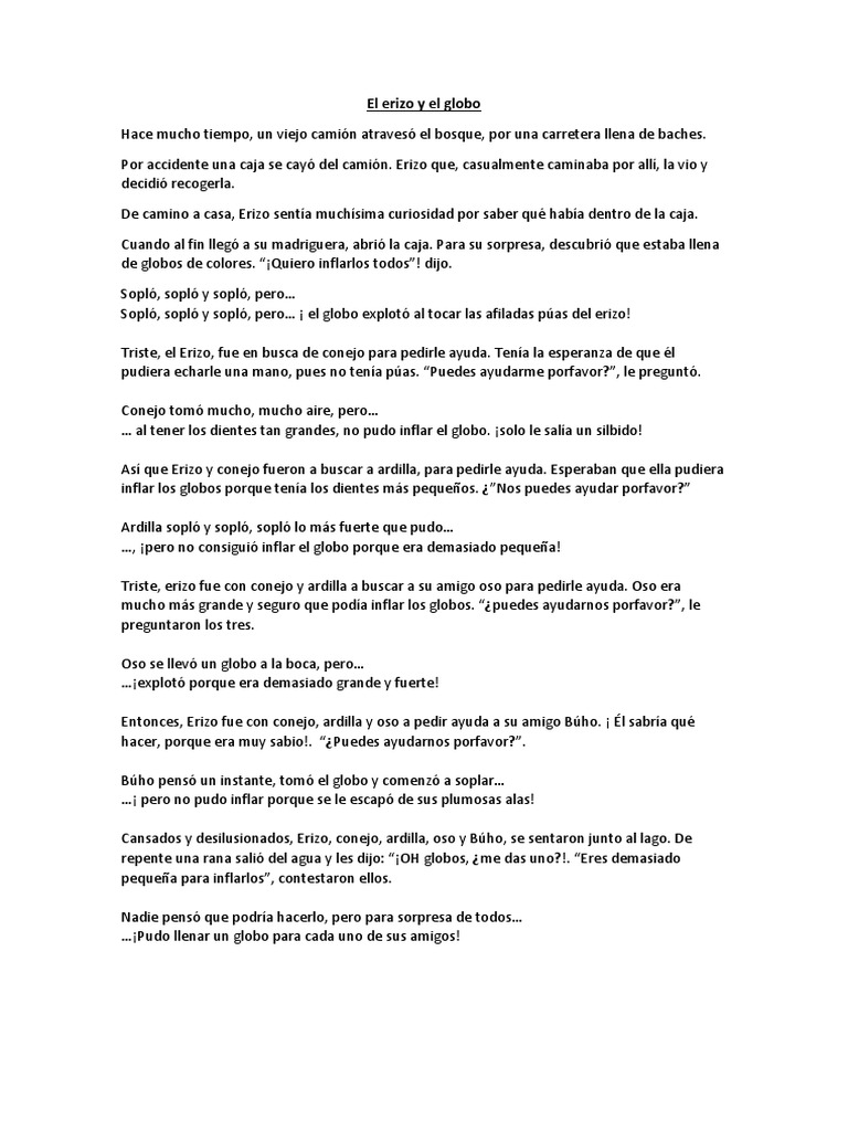 El Erizo y El Globo | PDF
