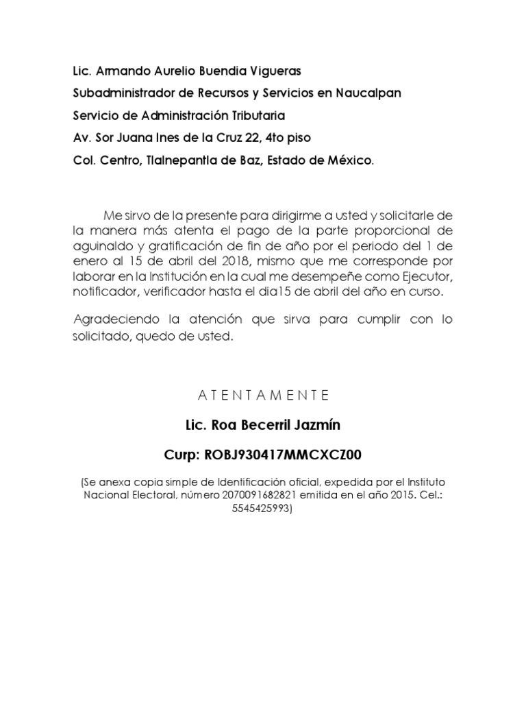 Aguinaldo Solicitud | PDF