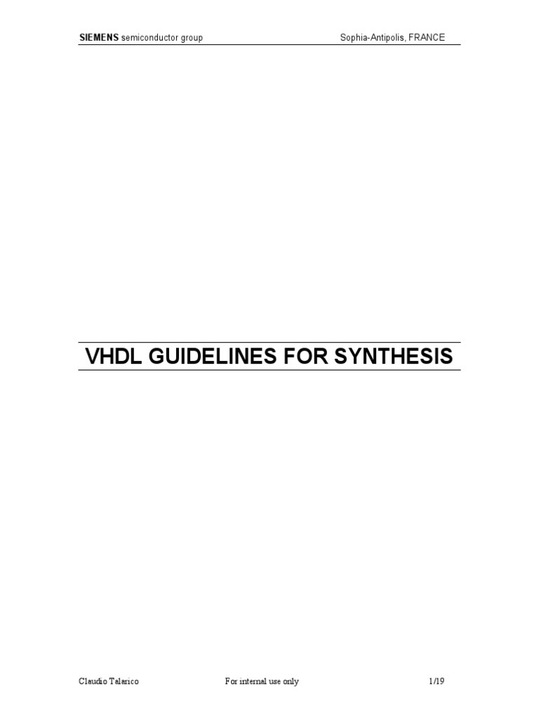 VHDL Guidelines PDF | PDF | Vhdl | Program Optimization