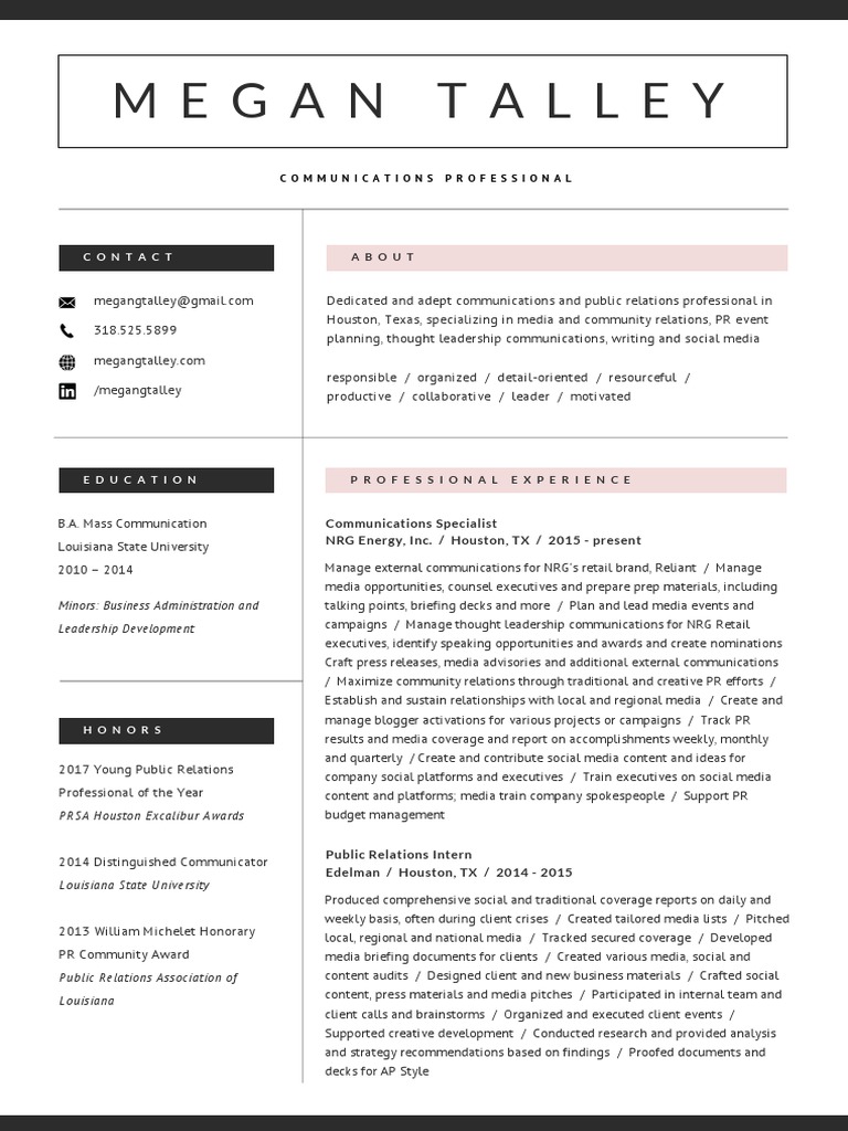 Megan Talley Resume June 2018 | PDF | Public Relations | Leadership