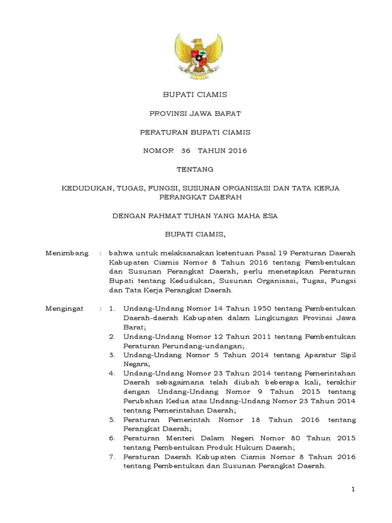 Perbup No. 36 SOTK Tos Edit | PDF