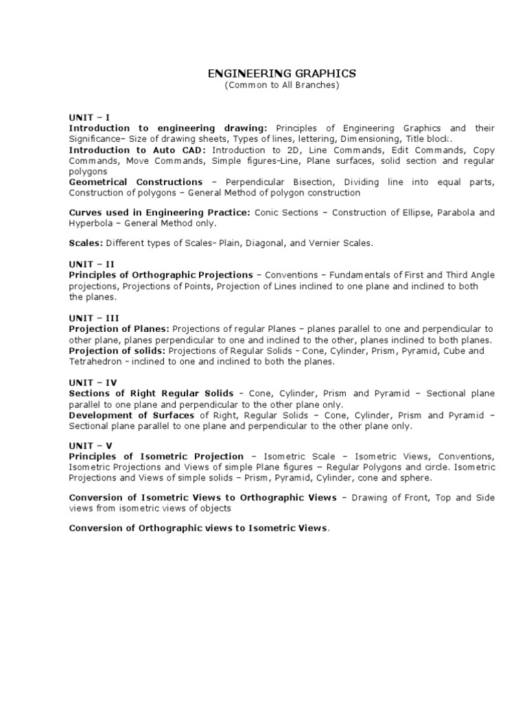 Engineering Drawing Syllabus | PDF