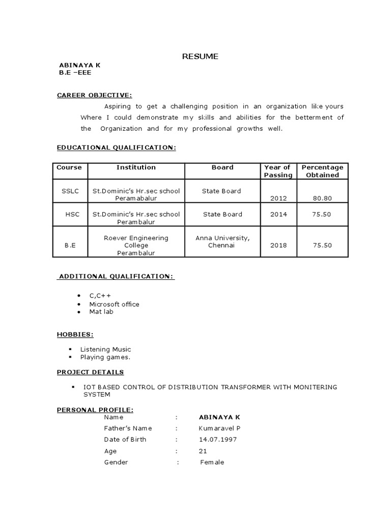 Abinaya Resume | PDF