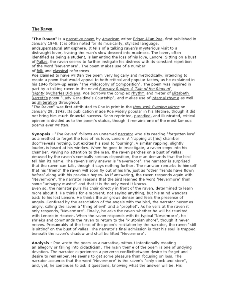 The Raven Analysis | PDF | The Raven