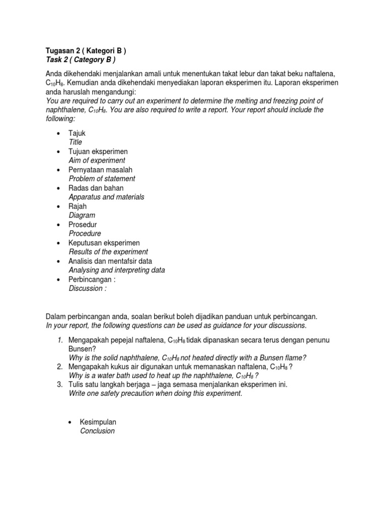 2.2 Menentukan Takat Lebur Dan Takat Beku Naftalena | PDF | Teknologi ...