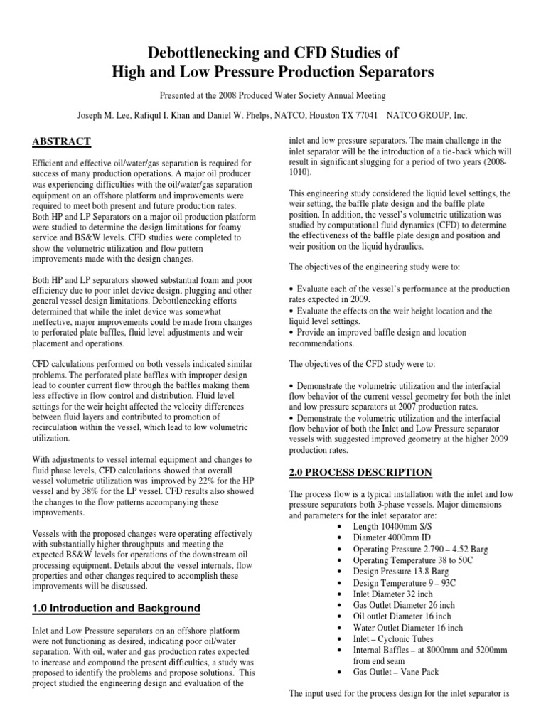 Debottlenecking Study of Separators | PDF | Fluid Dynamics | Fluid ...