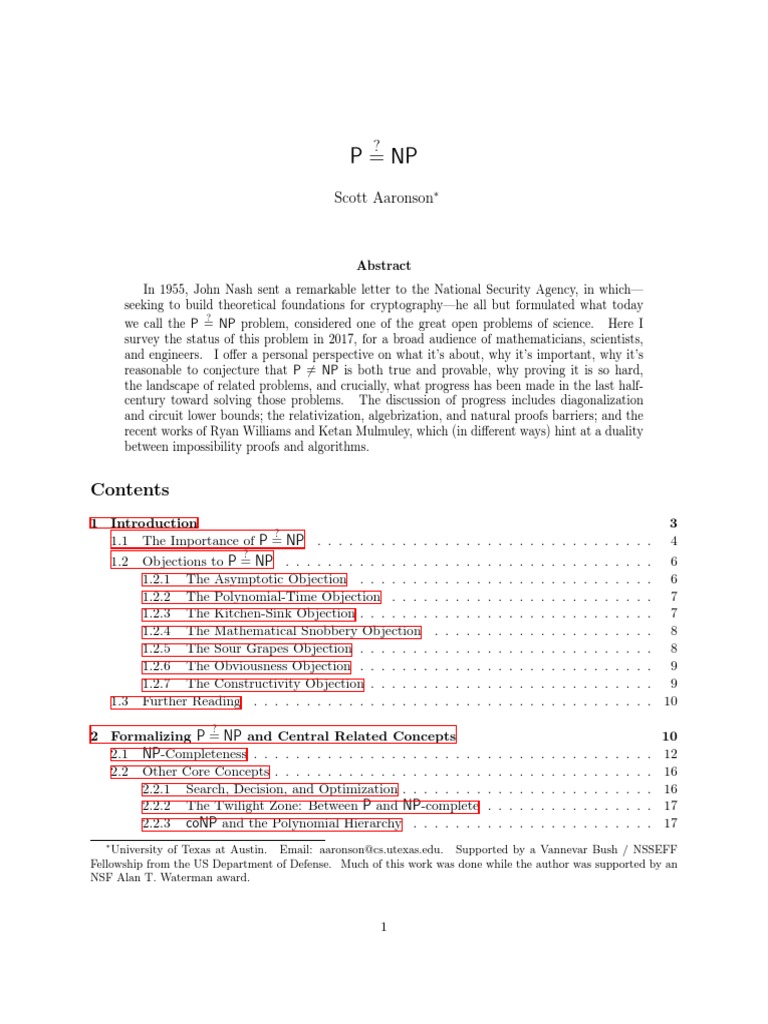Scott Aaronson P Np Survey Pdf Time Complexity Computational Complexity Theory