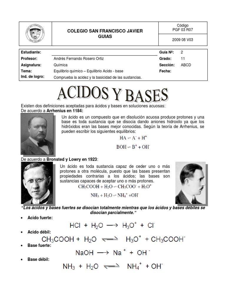 Guia 2 Equilibrio Acido Base | PDF | Ácido | Ph