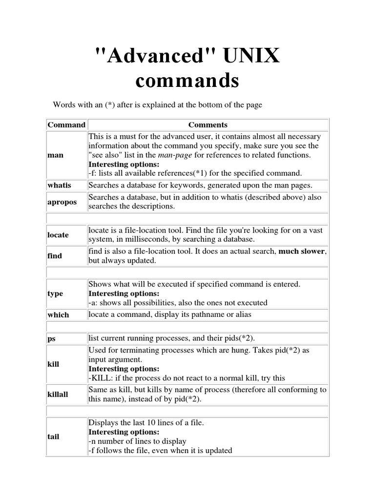 Advanced UNIX Commands | PDF | System Software | Computing