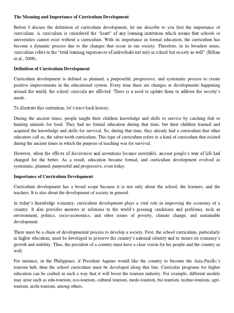 The Meaning and Importance of Curriculum Development10644 | PDF ...