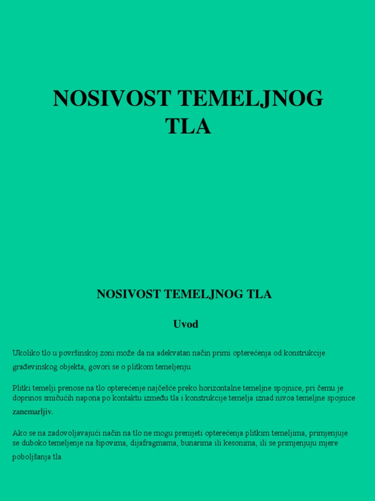 Nosivost Temeljnog Tla | PDF