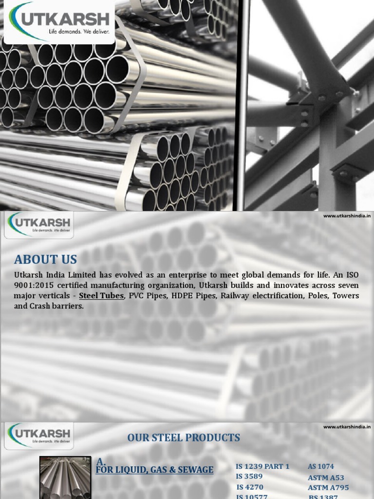 Utkarsh India Limited - Leading Steel Tube Manufacturer in India | PDF ...