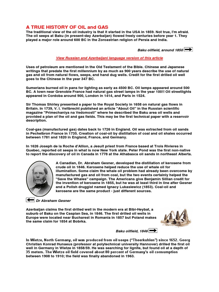 A True History of Oil and Gas | Download Free PDF | Petroleum | Kerosene