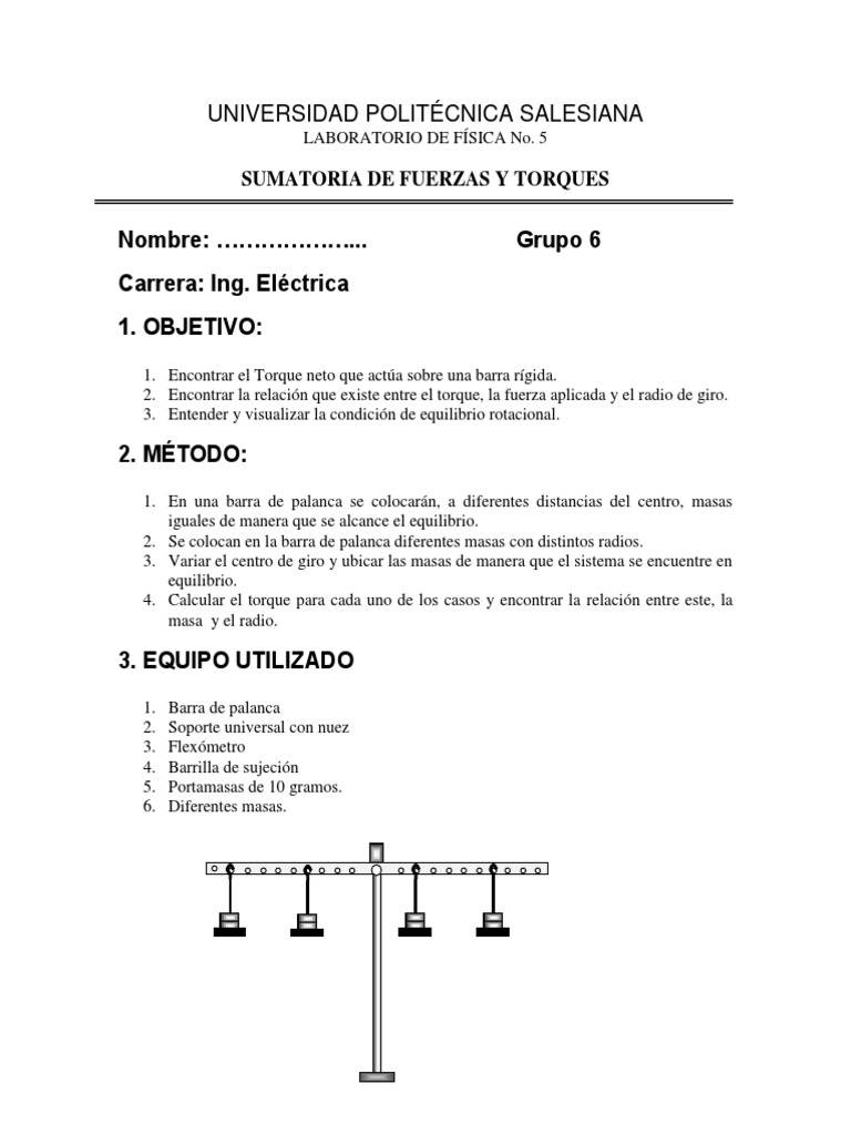 Practica Labo Torques | PDF | Esfuerzo de torsión | Fuerza