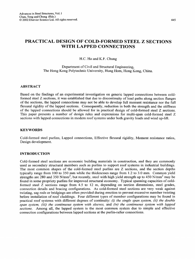 Practical Design of Cold-Formed Steel Z Sections With Lapped ...