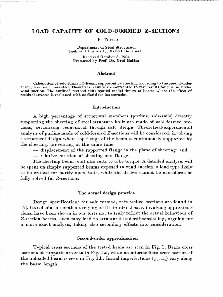 Load Capacity of Cold-Formed Z Sections | PDF | Bending | Buckling