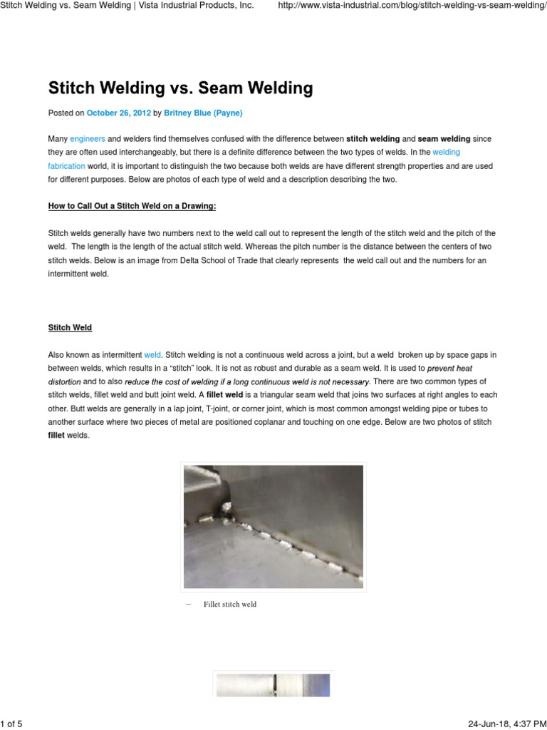 Stitch Welding vs. Seam Welding - Vista Industrial Products, Inc | PDF ...