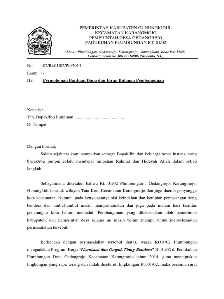 Surat Permohonan Bantuan | PDF