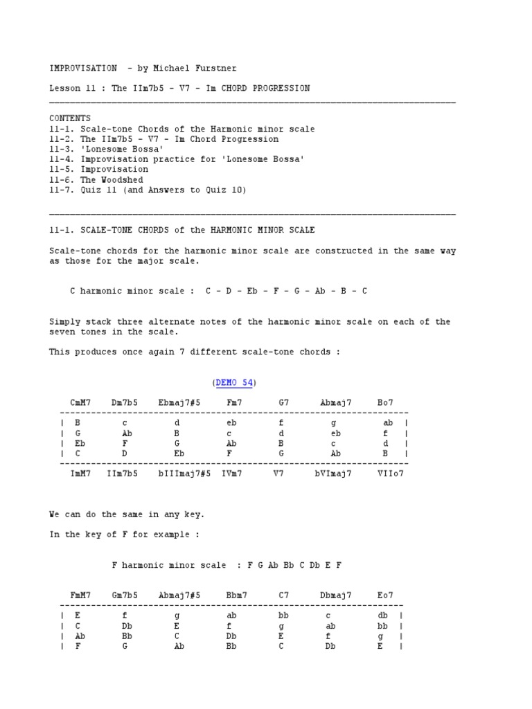 Lesson 11 - The Iim7b5 - V7 - Im Chord Progression | PDF | Chord (Music ...