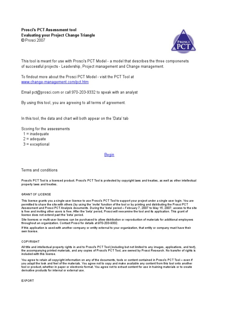 Prosci PCT Single v11 | PDF | Change Management | License