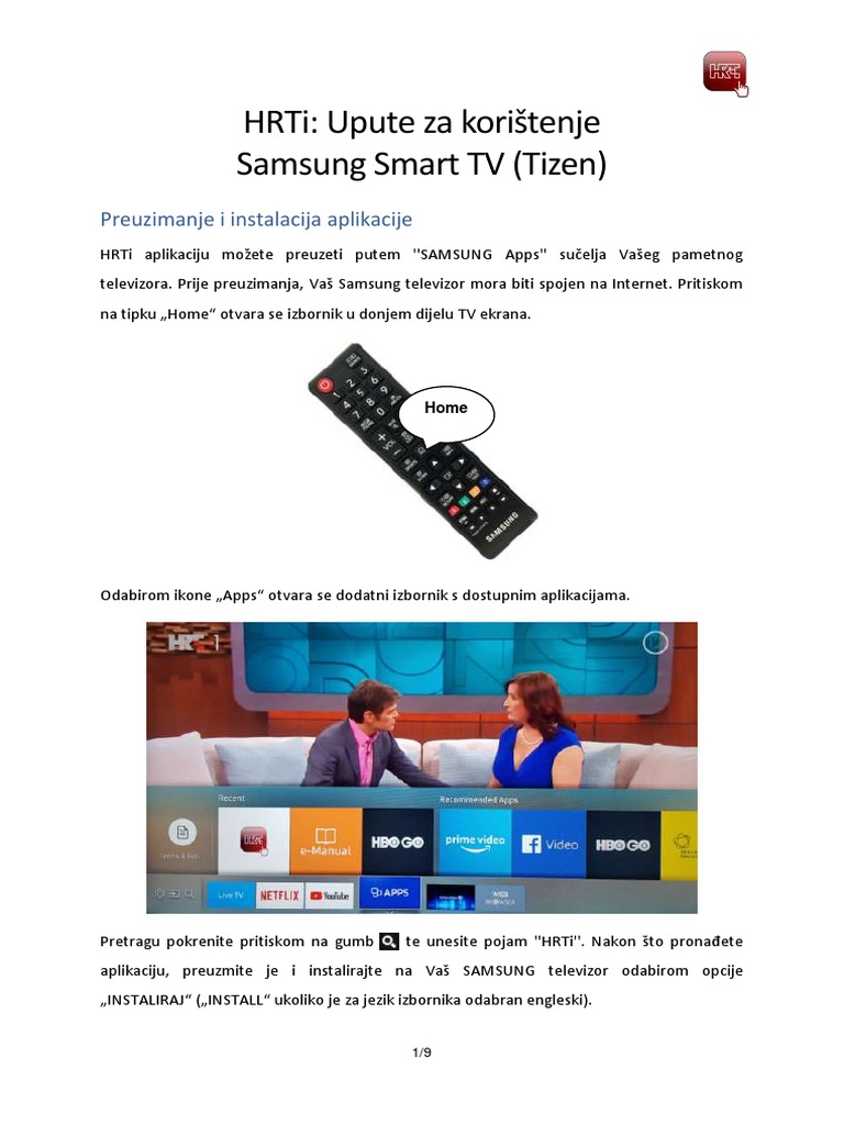 HRTi - Upute Za Koristenje - Samsung Smart TV | PDF