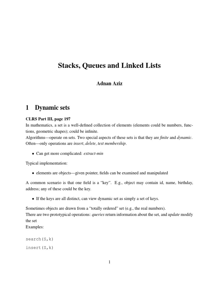 Stacks Queues Lists | PDF | Computer Programming | Areas Of Computer ... Stacks Queues Lists | PDF | Computer Programming | Areas Of Computer ...