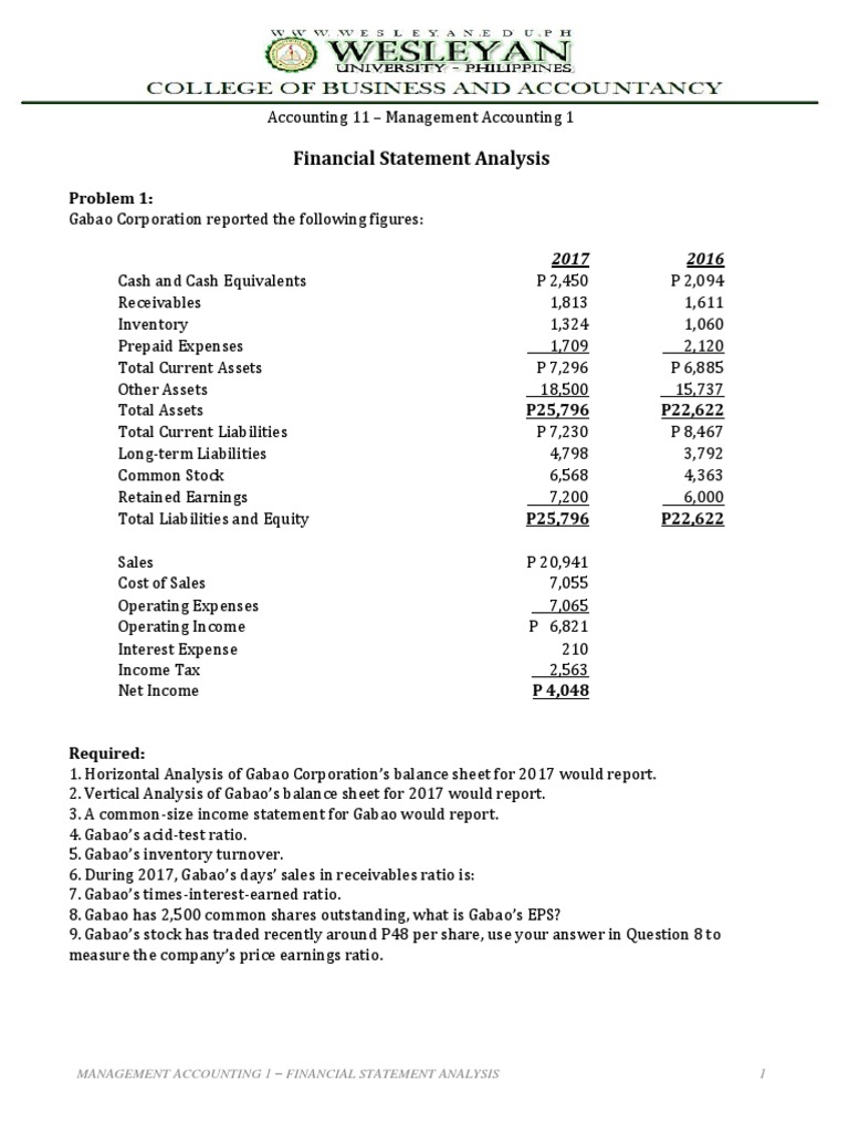 Accounting 11 FS Analysis | PDF | Revenue | Financial Statement Analysis