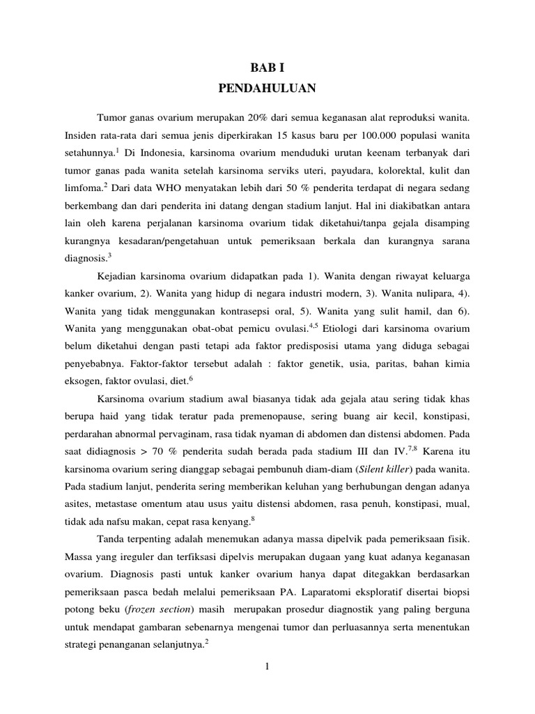 Karsinoma Ovarium: Gejala, Diagnosis, dan Prognosis | PDF