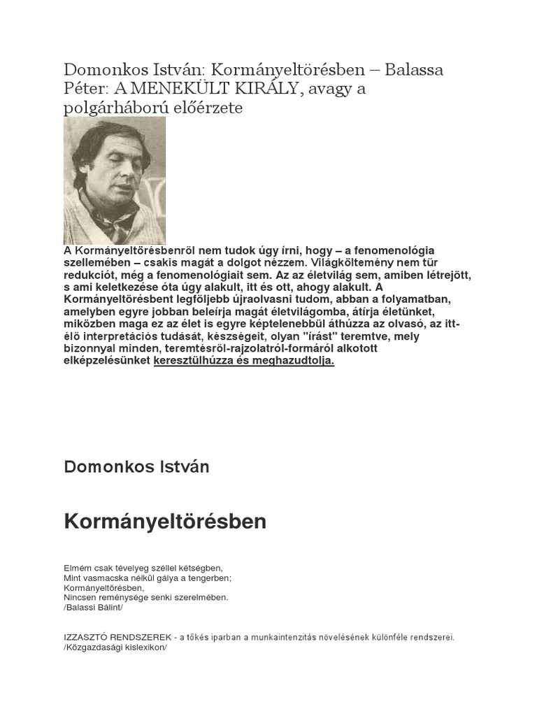 Domonkos István: Kormánytörés | PDF