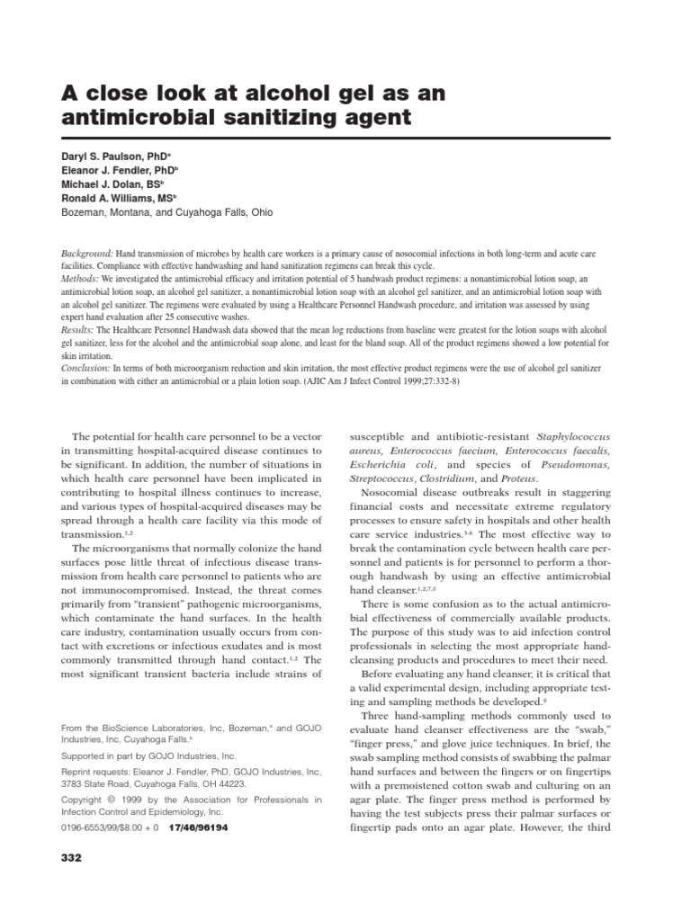 Alcohol Gel As Antimicrobial | PDF | Hand Washing | Hospital Acquired ...