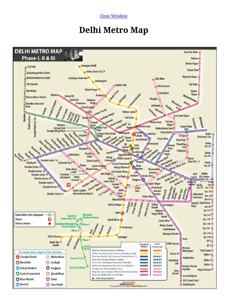 Delhi Metro Map: Close Window | PDF | Technology & Engineering