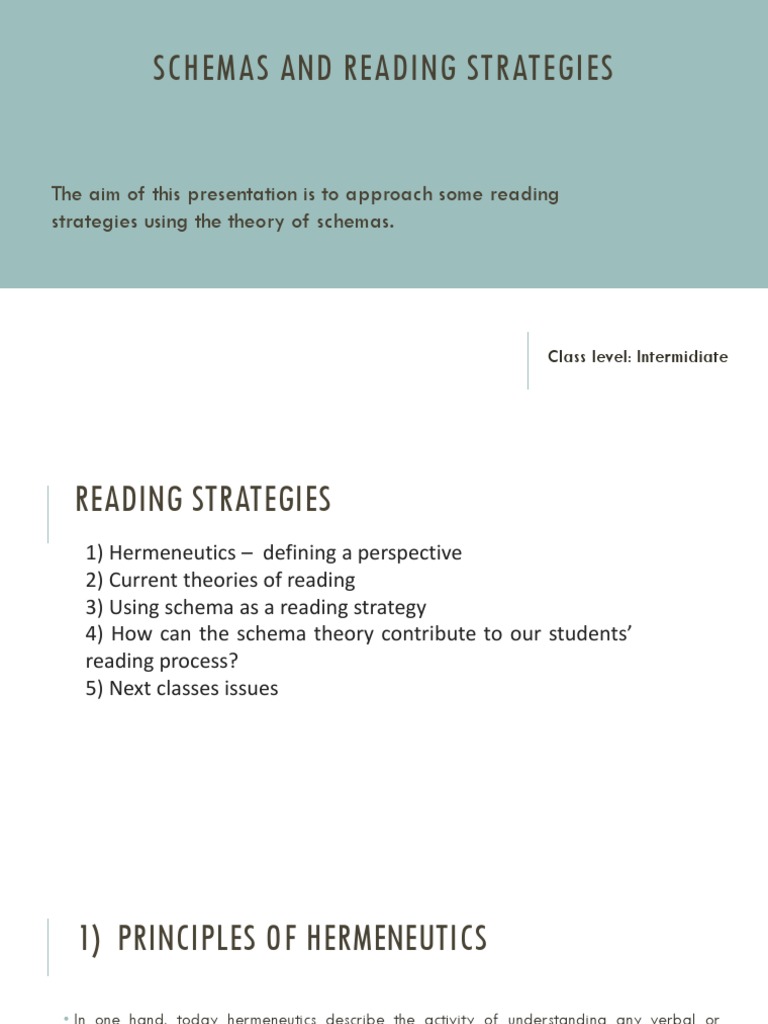 Reading Strategies | PDF | Schema (Psychology) | Hermeneutics