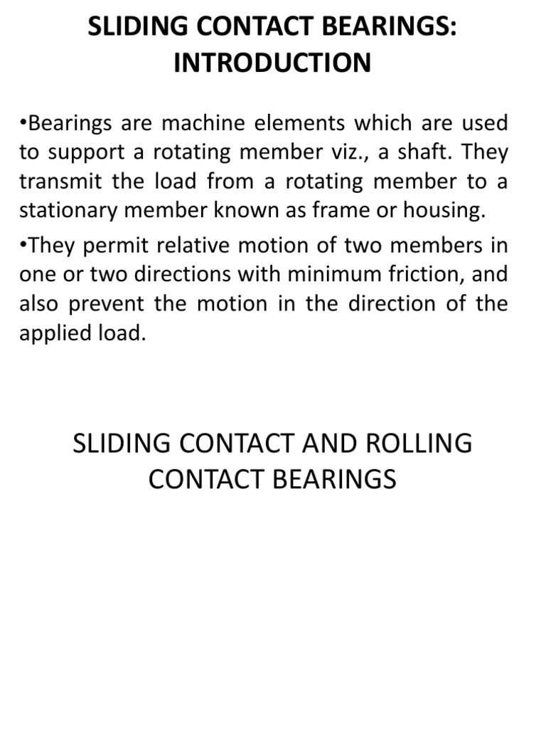 Sliding Contact and Rolling Contact Bearing | PDF | Bearing (Mechanical ...