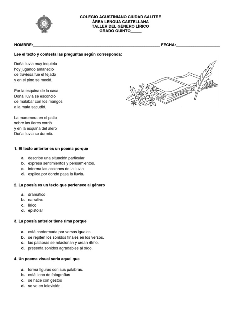 Taller Del Genero Lirico PDF | PDF | Rima | Poesía