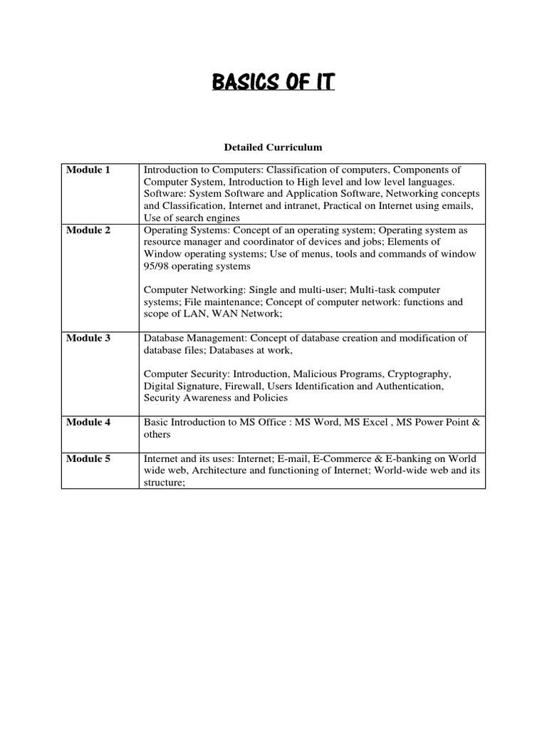Basics of It | PDF | Computer Program | Programming