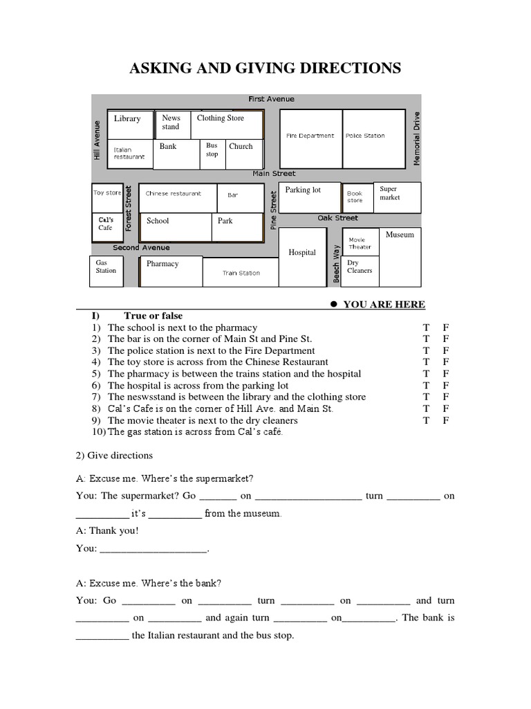 Directions Practice Worksheet | PDF