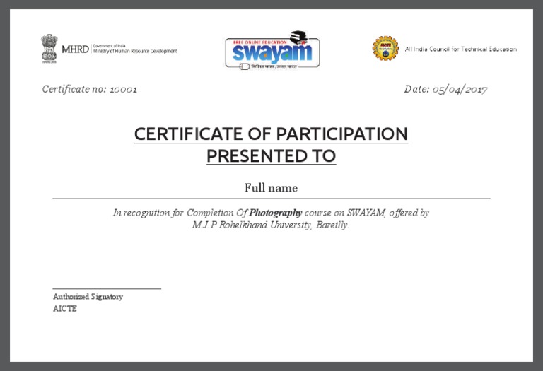 Course Detail Certificate Sample | PDF