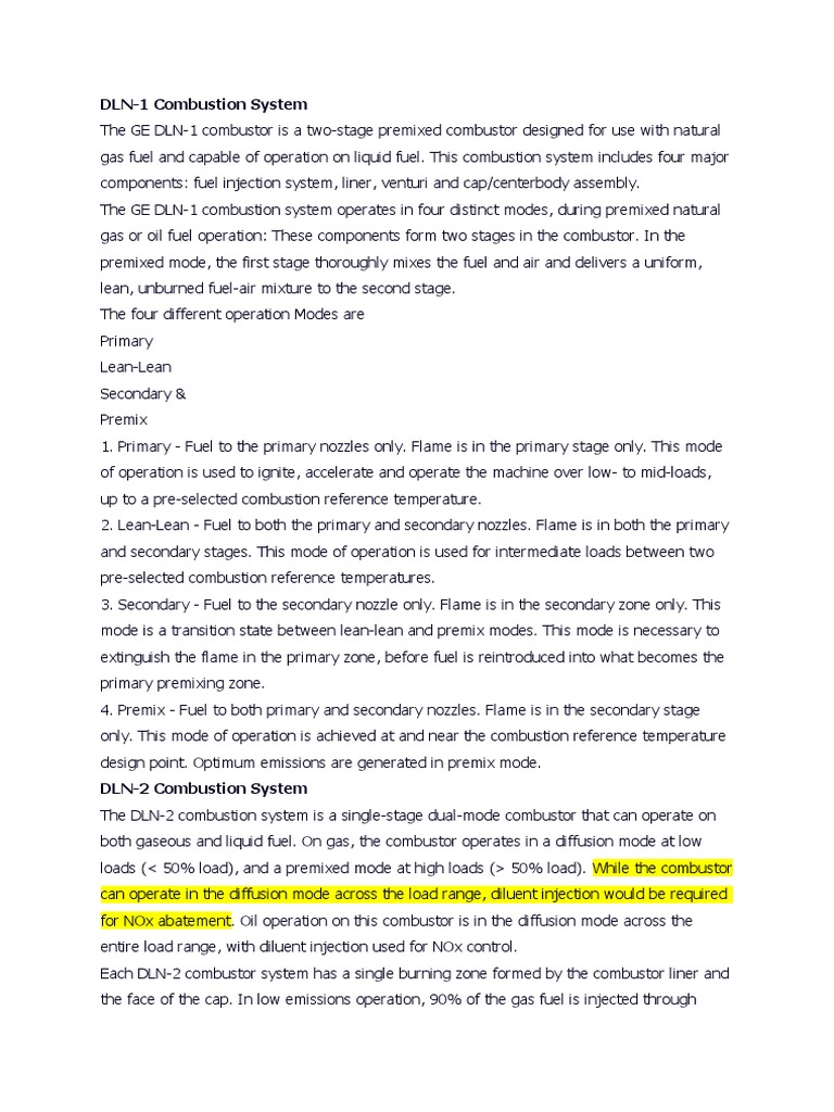 DLN 2 Combustion System | PDF | Combustion | Fuel Injection